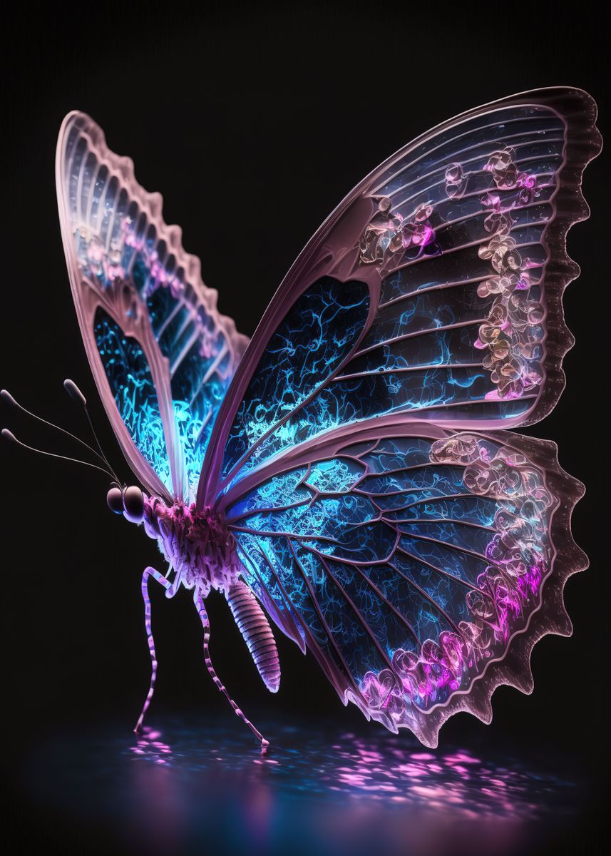 'glow butterfly ' Poster, picture, metal print, paint by Jena | Displate