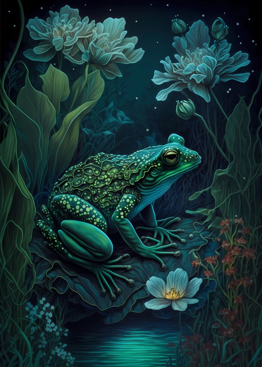'Frog Mythical land' Poster, picture, metal print, paint by Leah Decor ...