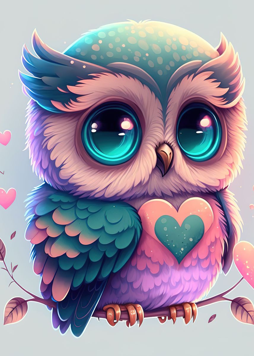 'chibi owl' Poster, picture, metal print, paint by Philippa Quintero ...