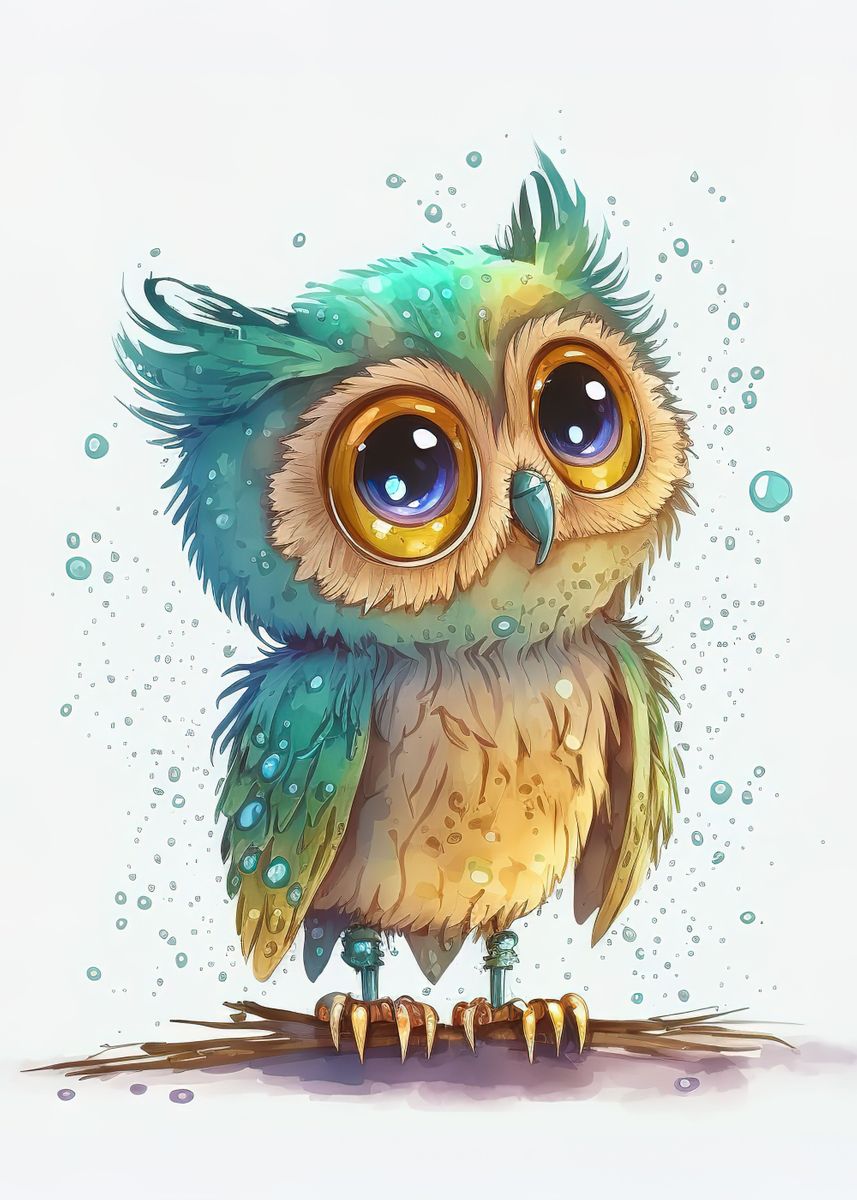 'chibi owl' Poster, picture, metal print, paint by Philippa Quintero ...