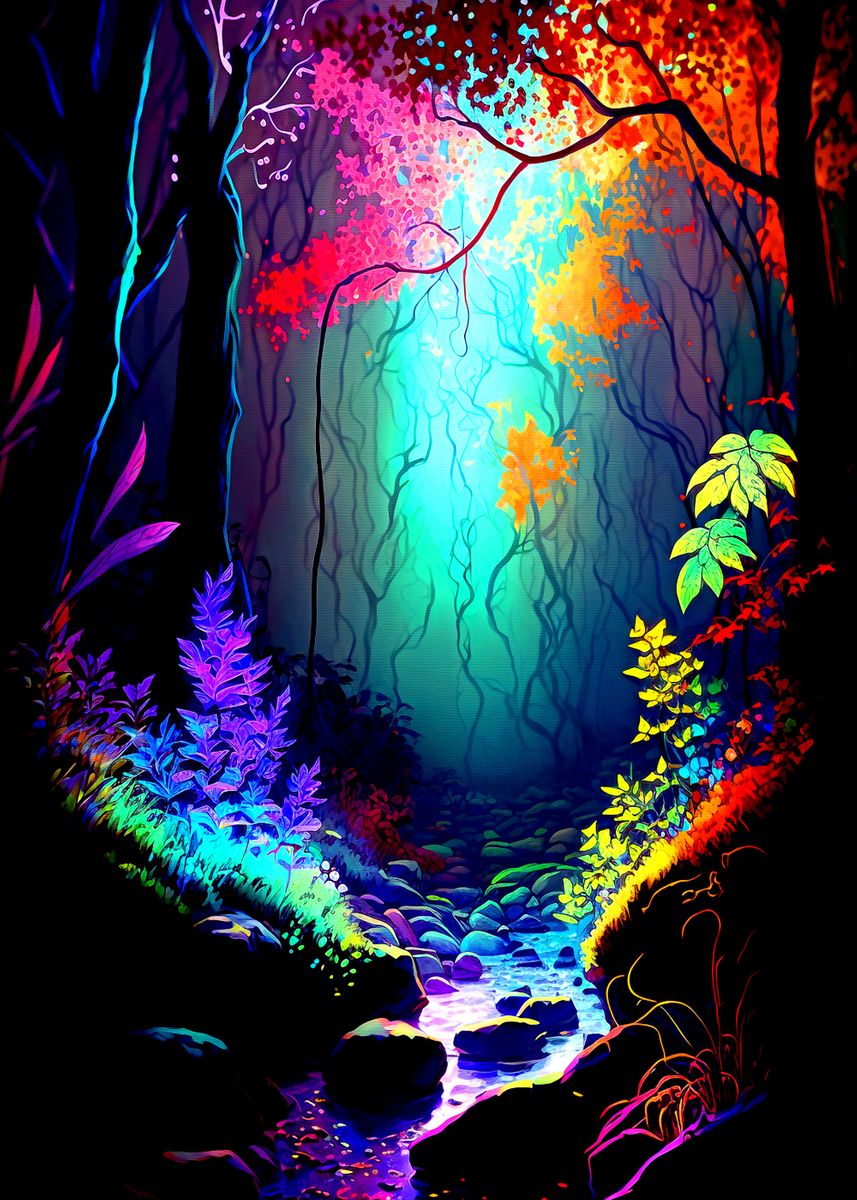 'Colorful Forest' Poster, picture, metal print, paint by acker fine ...