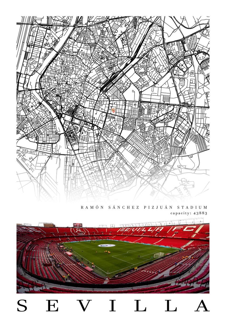 'Sevilla Stadium' Poster, picture, metal print, paint by GGmap | Displate