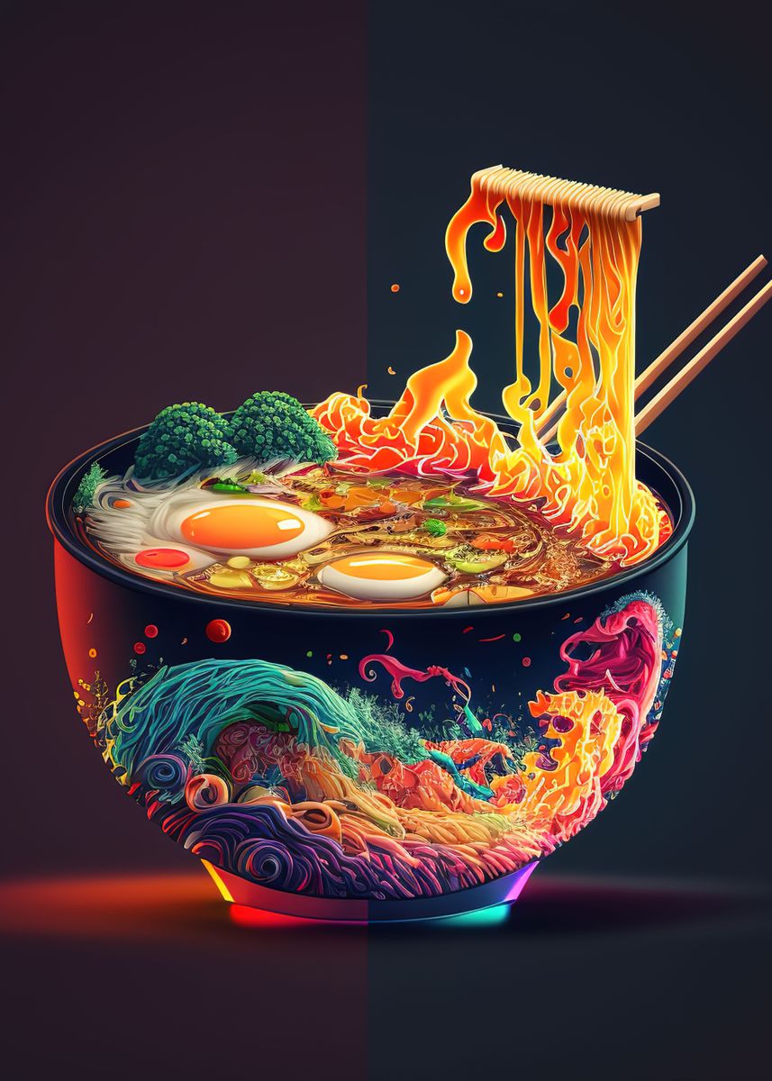 'ramen japan neon' Poster, picture, metal print, paint by Daniaal ...