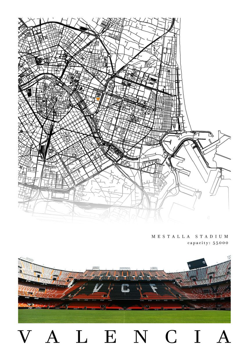 'Valencia Stadium' Poster, picture, metal print, paint by GGmap | Displate