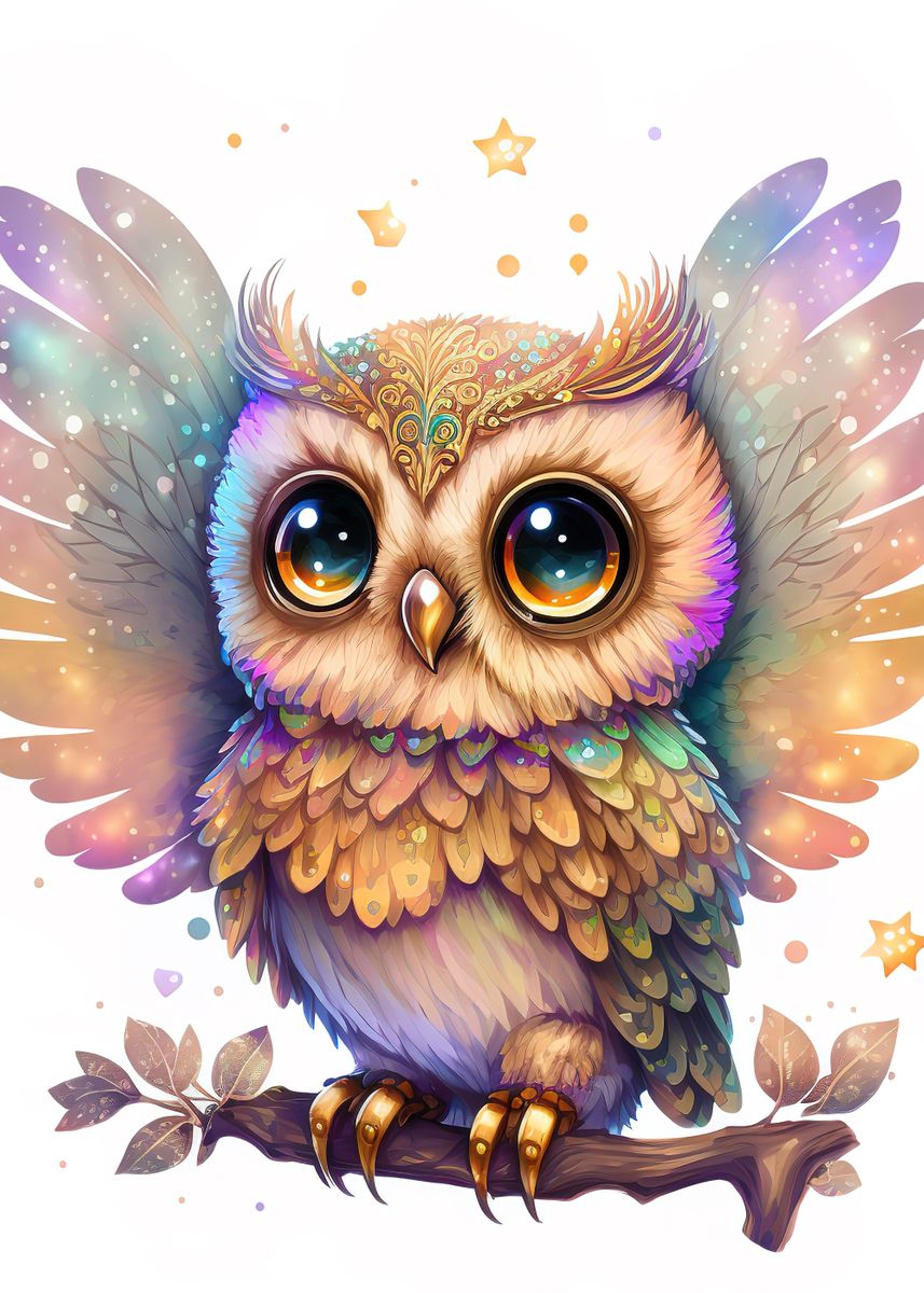 'chibi owl' Poster, picture, metal print, paint by Philippa Quintero ...