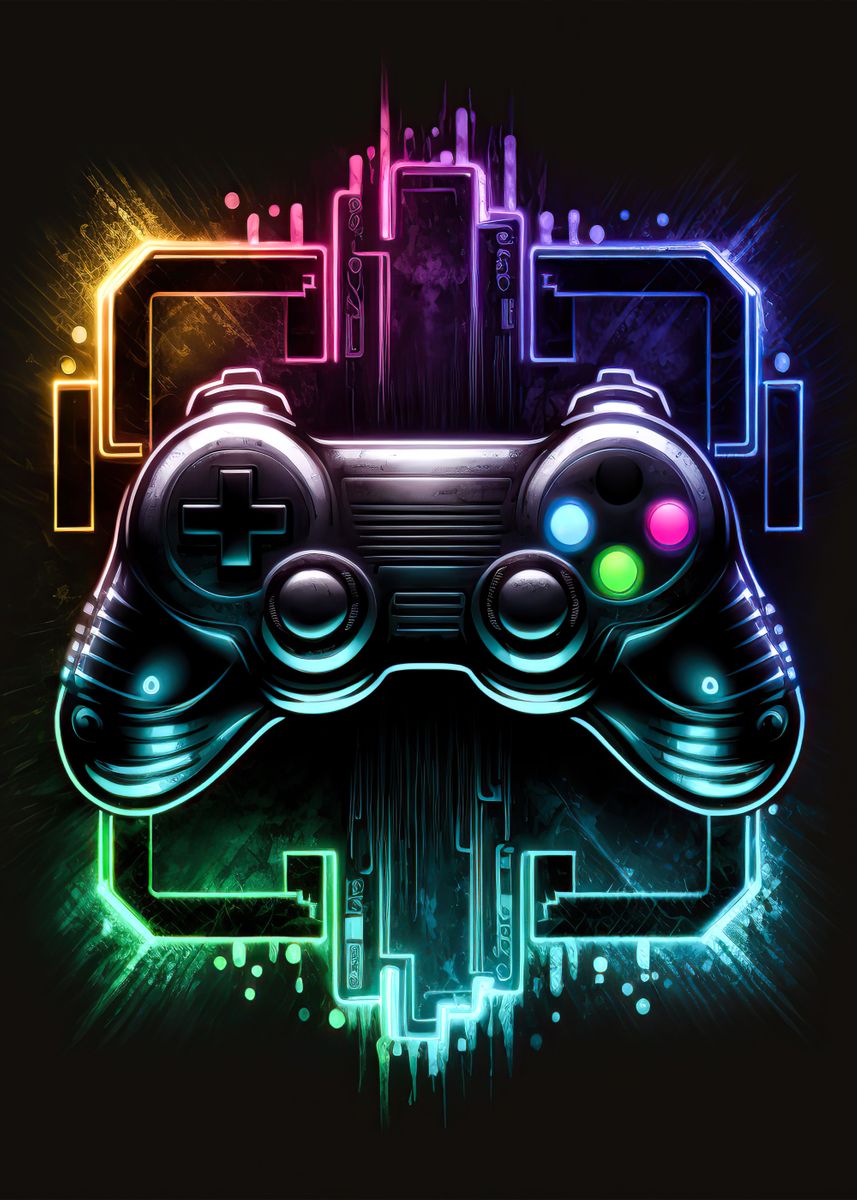 'Neon game' Poster, picture, metal print, paint by Anime Poster | Displate