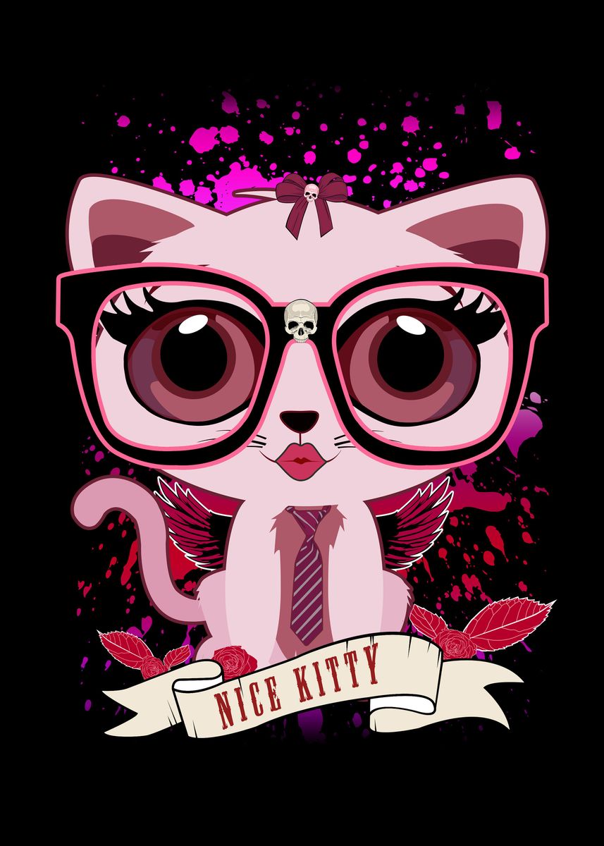 'Nice Kitty' Poster, picture, metal print, paint by Adamzworld | Displate