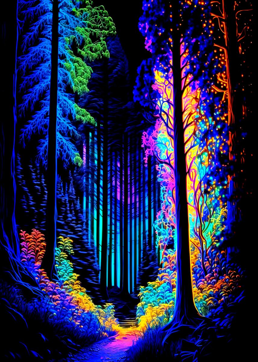 'Colorful Forest' Poster, picture, metal print, paint by acker fine ...