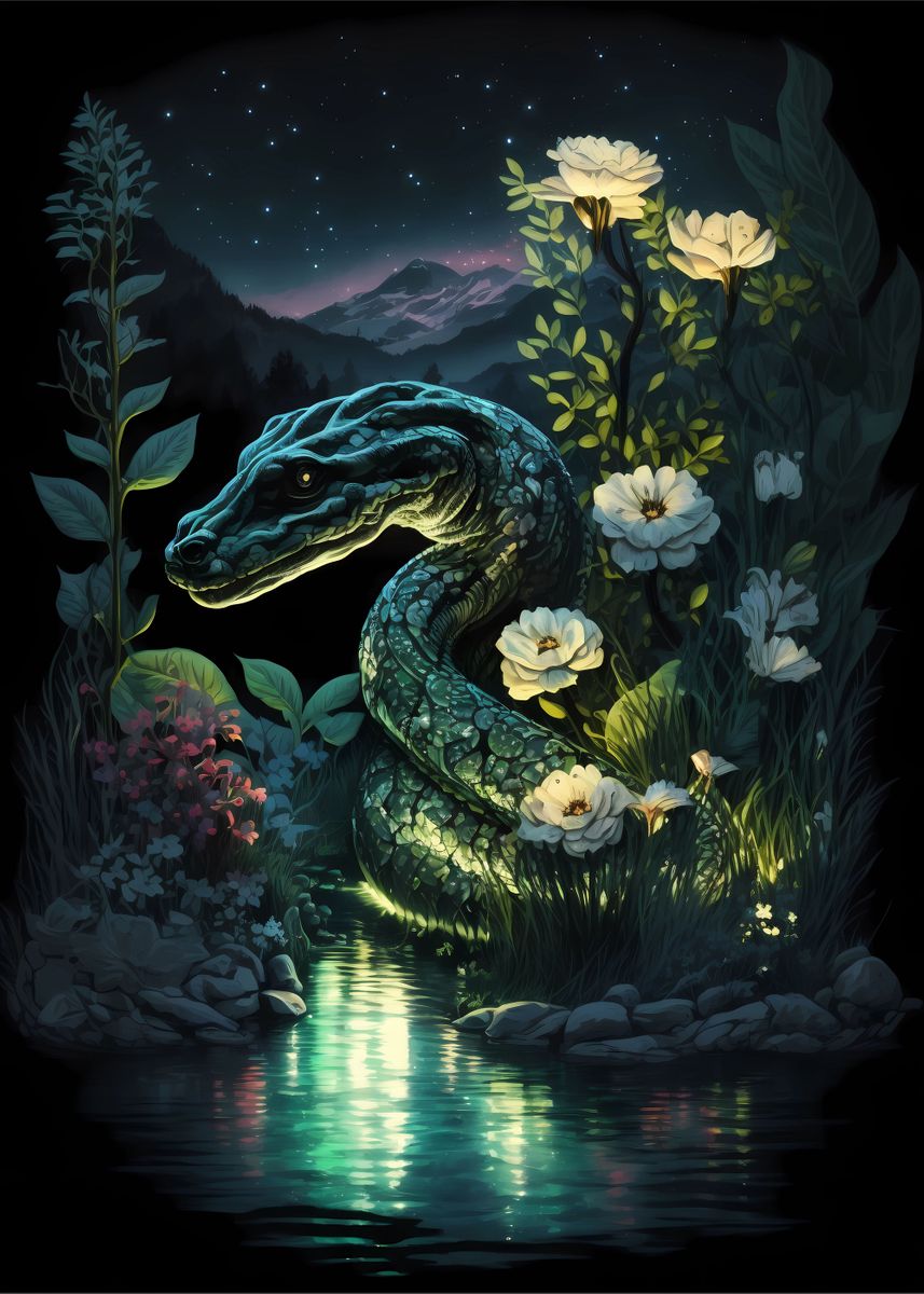 'Snake Storybook' Poster, picture, metal print, paint by Leah Decor ...