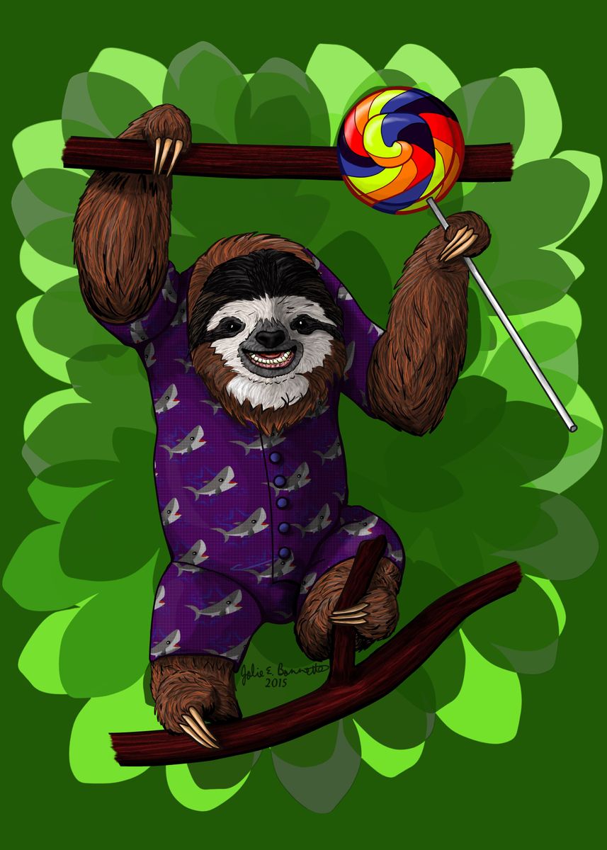 'Lolly Sloth' Poster, picture, metal print, paint by Jolie Bonnette ...