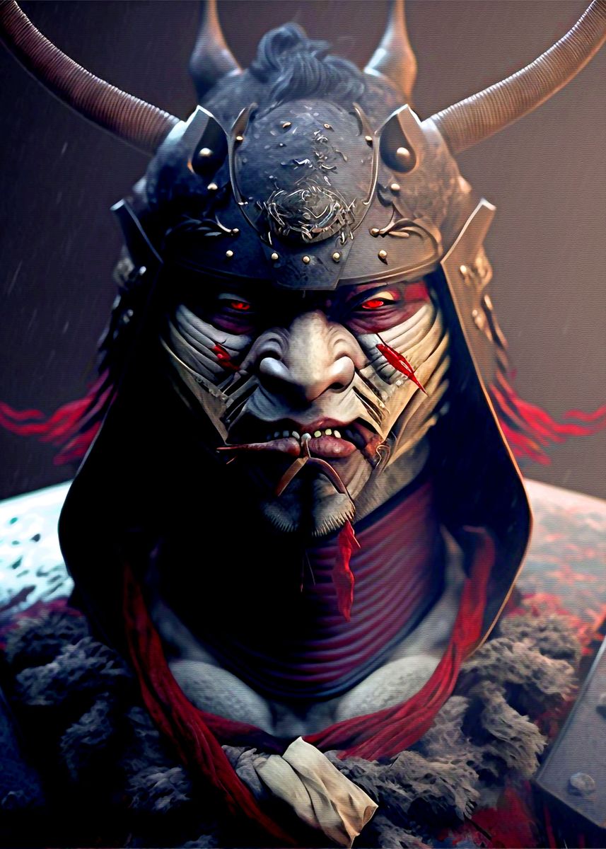 'Samurai Oni Mask' Poster, picture, metal print, paint by khac vinh ...