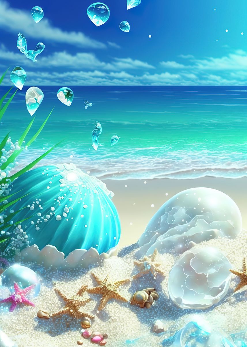 'beautiful beach' Poster, picture, metal print, paint by deidrera cheal ...