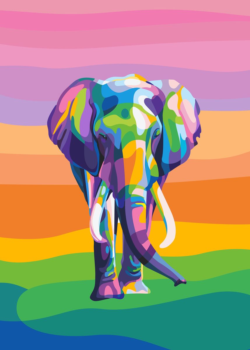 'Elephant colorful' Poster, picture, metal print, paint by ISA TERESA ...