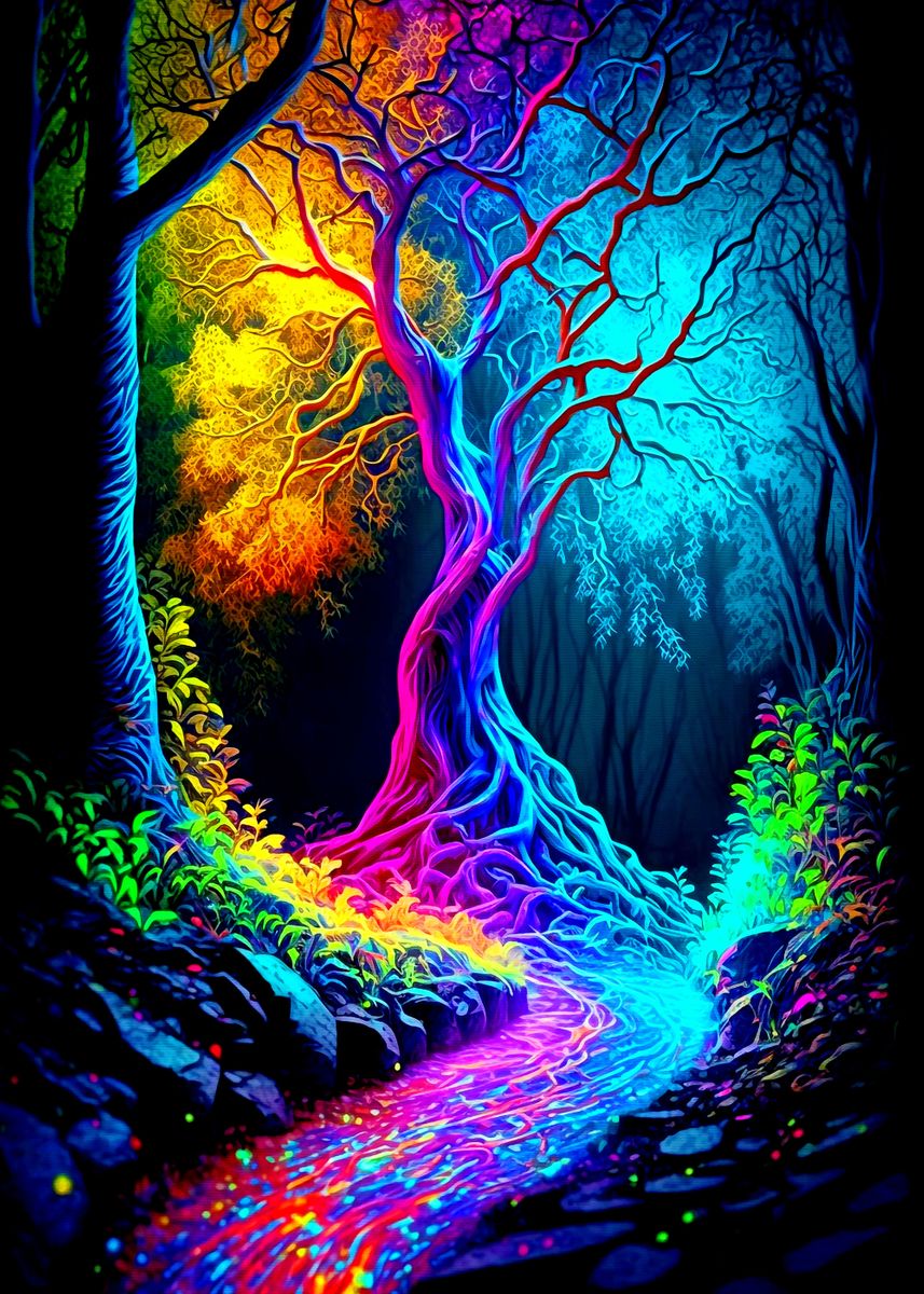 'Colorful Forest' Poster, picture, metal print, paint by acker fine ...
