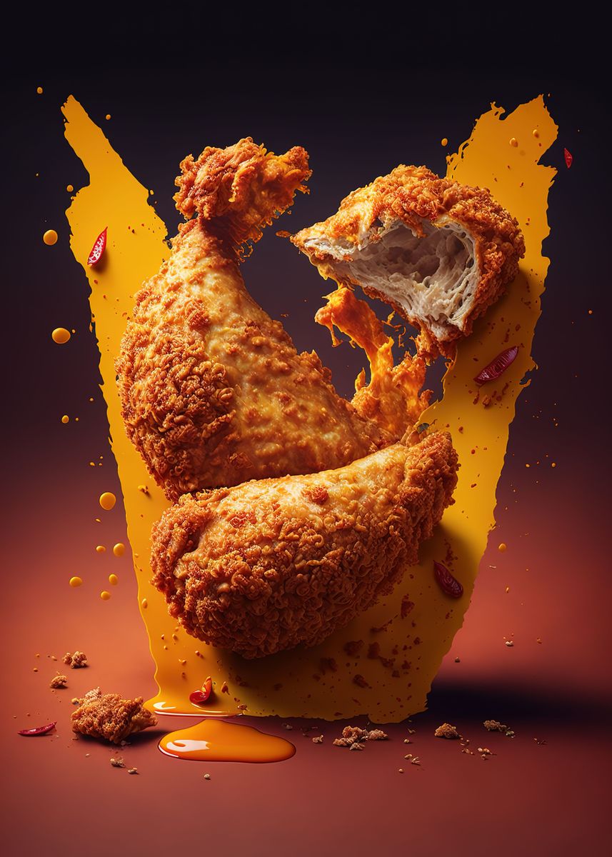 'fried chicken' Poster, picture, metal print, paint by Chester Draper ...