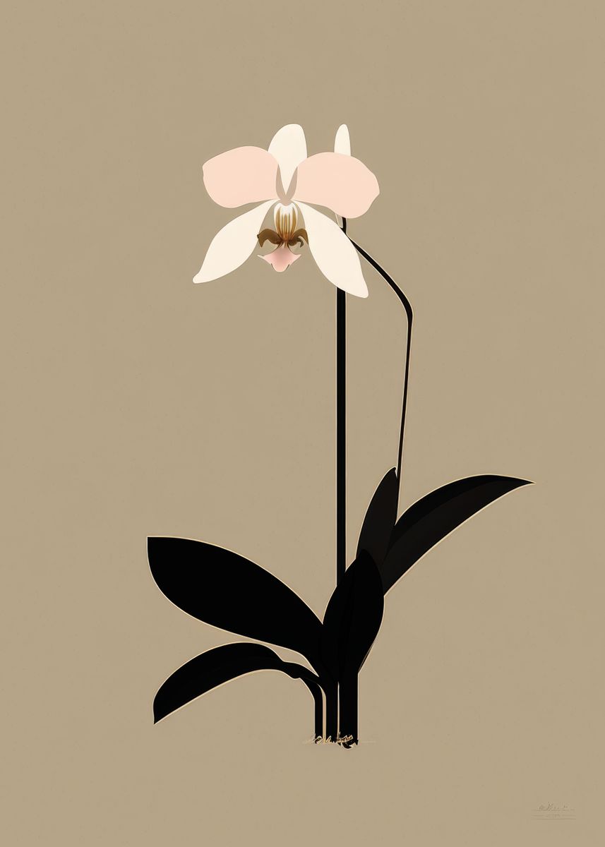 'Asian Orchids Minimal Art' Poster, picture, metal print, paint by ...