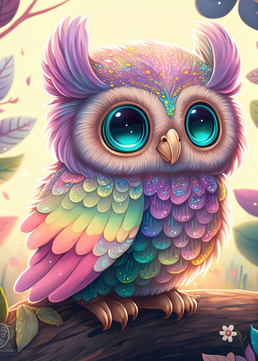 'chibi owl' Poster, picture, metal print, paint by Philippa Quintero ...