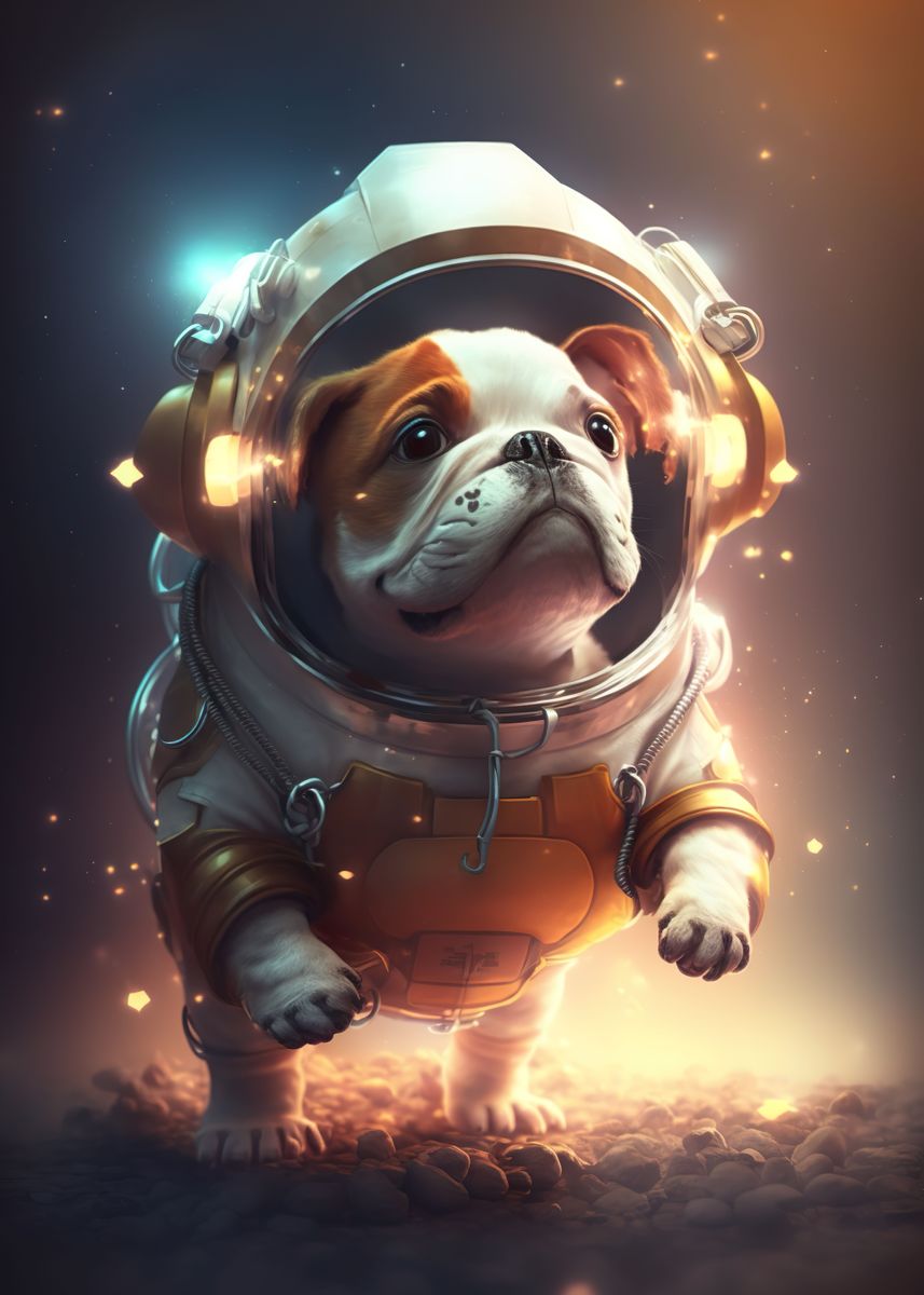 'Astronaut Space Bulldog' Poster, picture, metal print, paint by Dennex ...