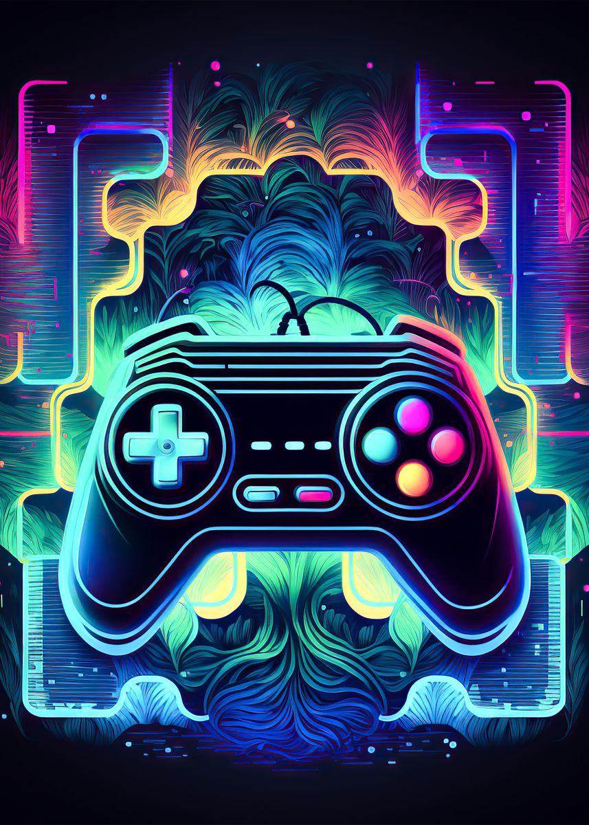 'Neon game' Poster, picture, metal print, paint by Anime Poster | Displate