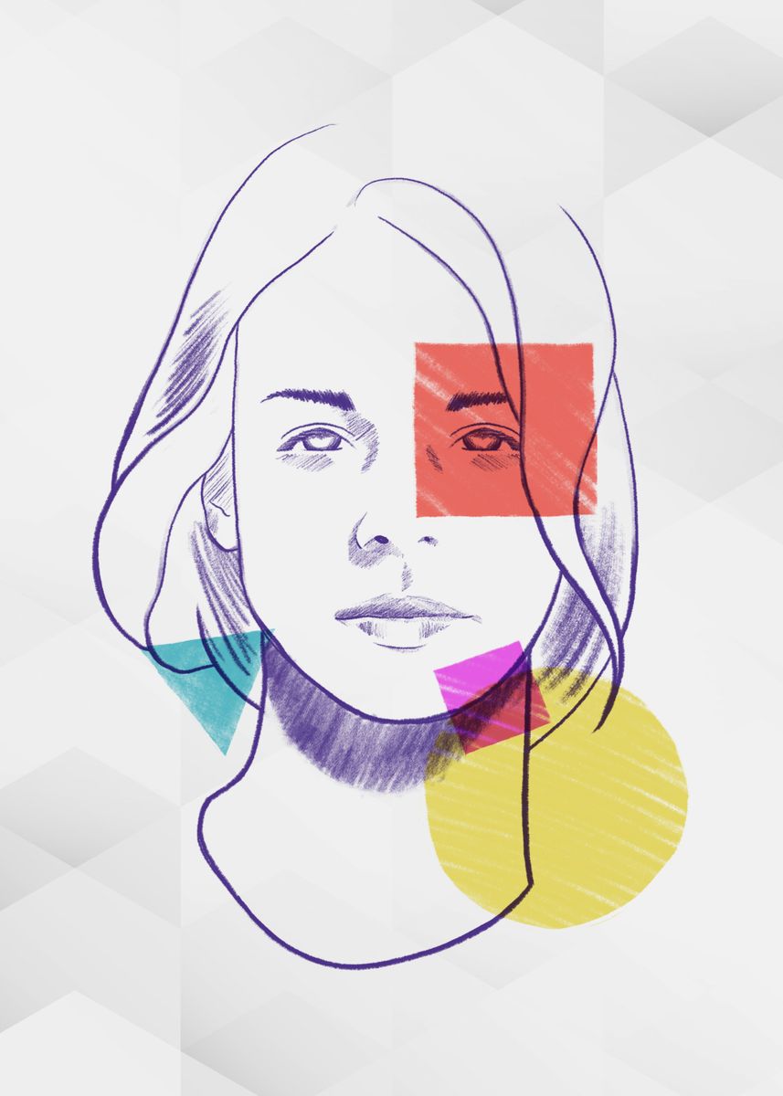 'Geometric Face Shapes' Poster, picture, metal print, paint by NIZAM ...