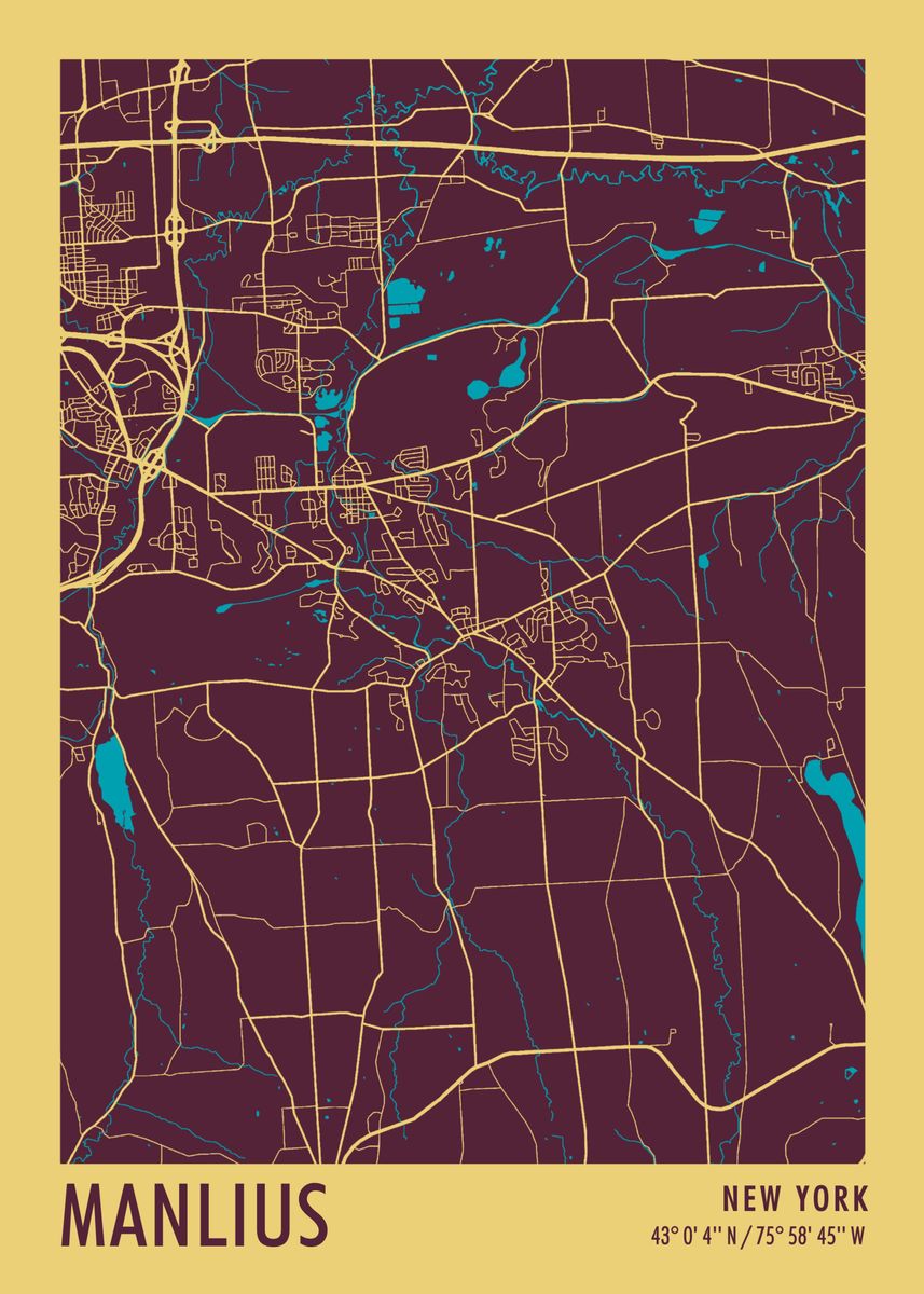 'Manlius NY' Poster, picture, metal print, paint by Miracle Studio ...