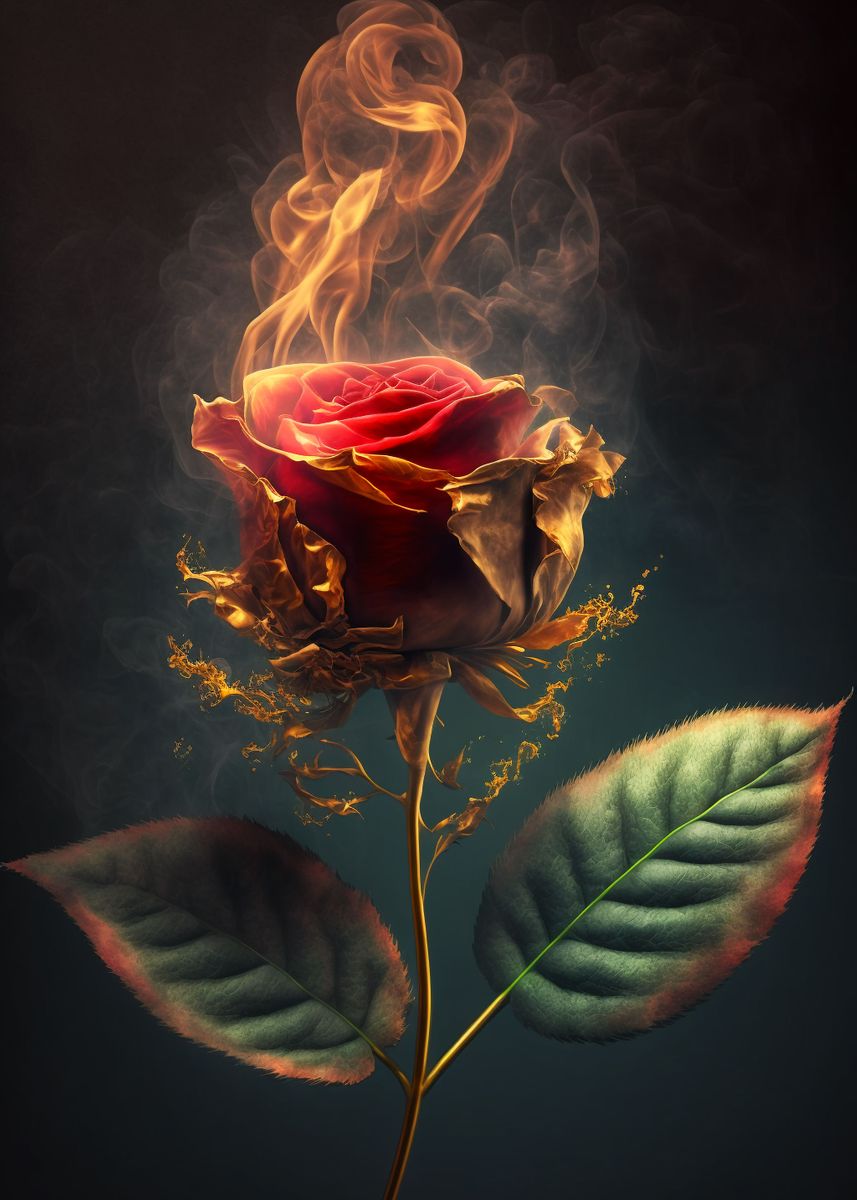 'Abstract red rose' Poster, picture, metal print, paint by Jiri Hodecek ...