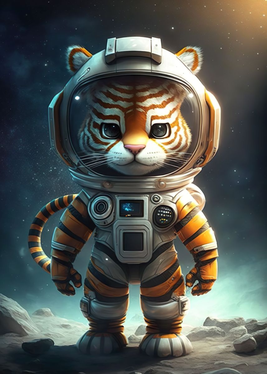 'Astronaut Space Tiger' Poster, picture, metal print, paint by Dennex ...