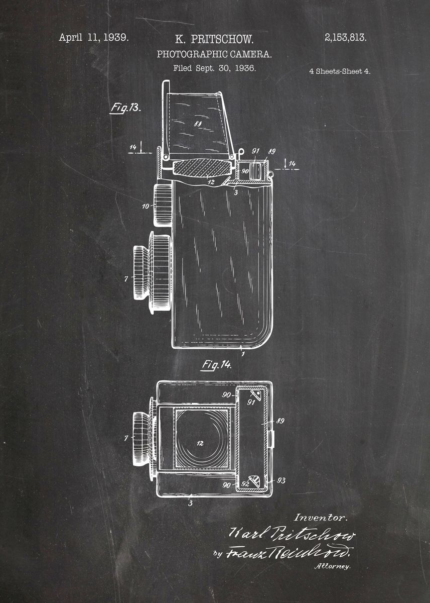 'photographic camera patent' Poster, picture, metal print, paint by ...