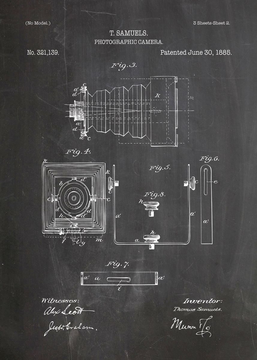 'photographic camera patent' Poster, picture, metal print, paint by ...