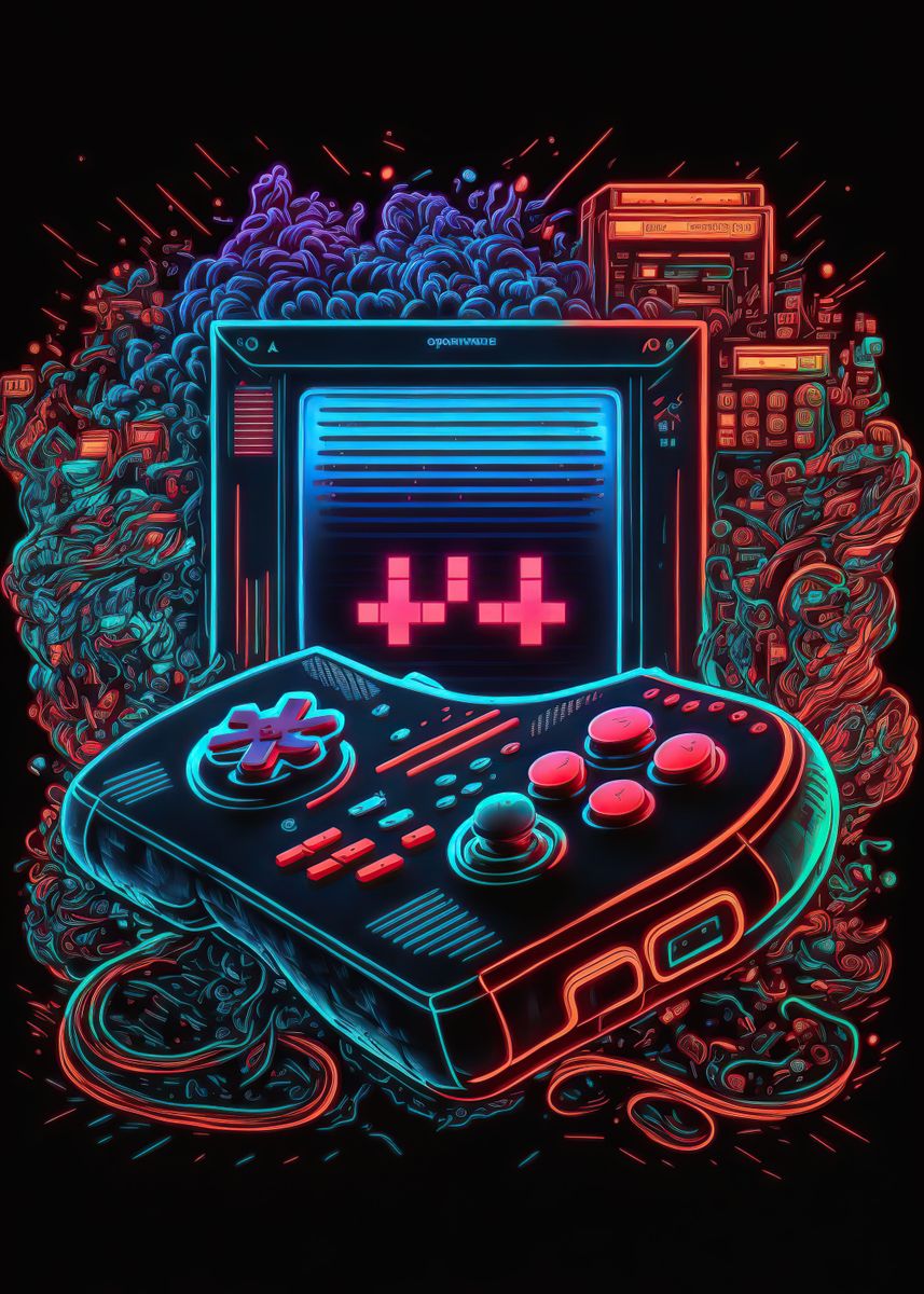 'Neon game ' Poster, picture, metal print, paint by Anime Poster | Displate