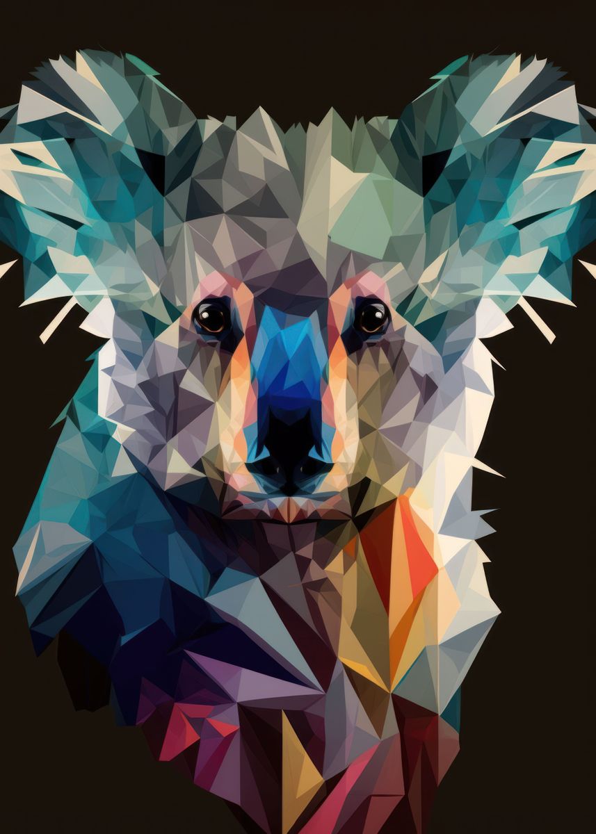 'Abstract Geometric Koala' Poster, picture, metal print, paint by Usama ...