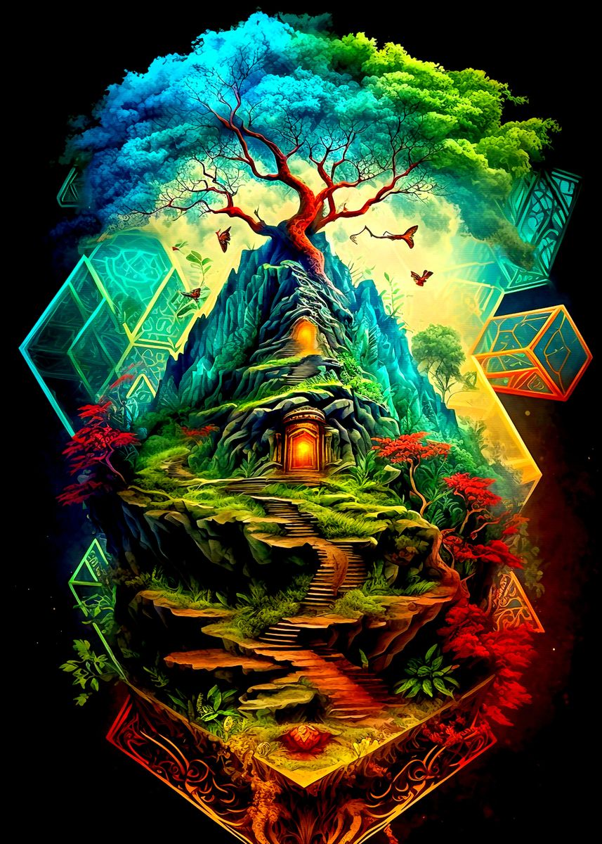 'Fantasy Landscape' Poster, picture, metal print, paint by Yeager Rinne ...