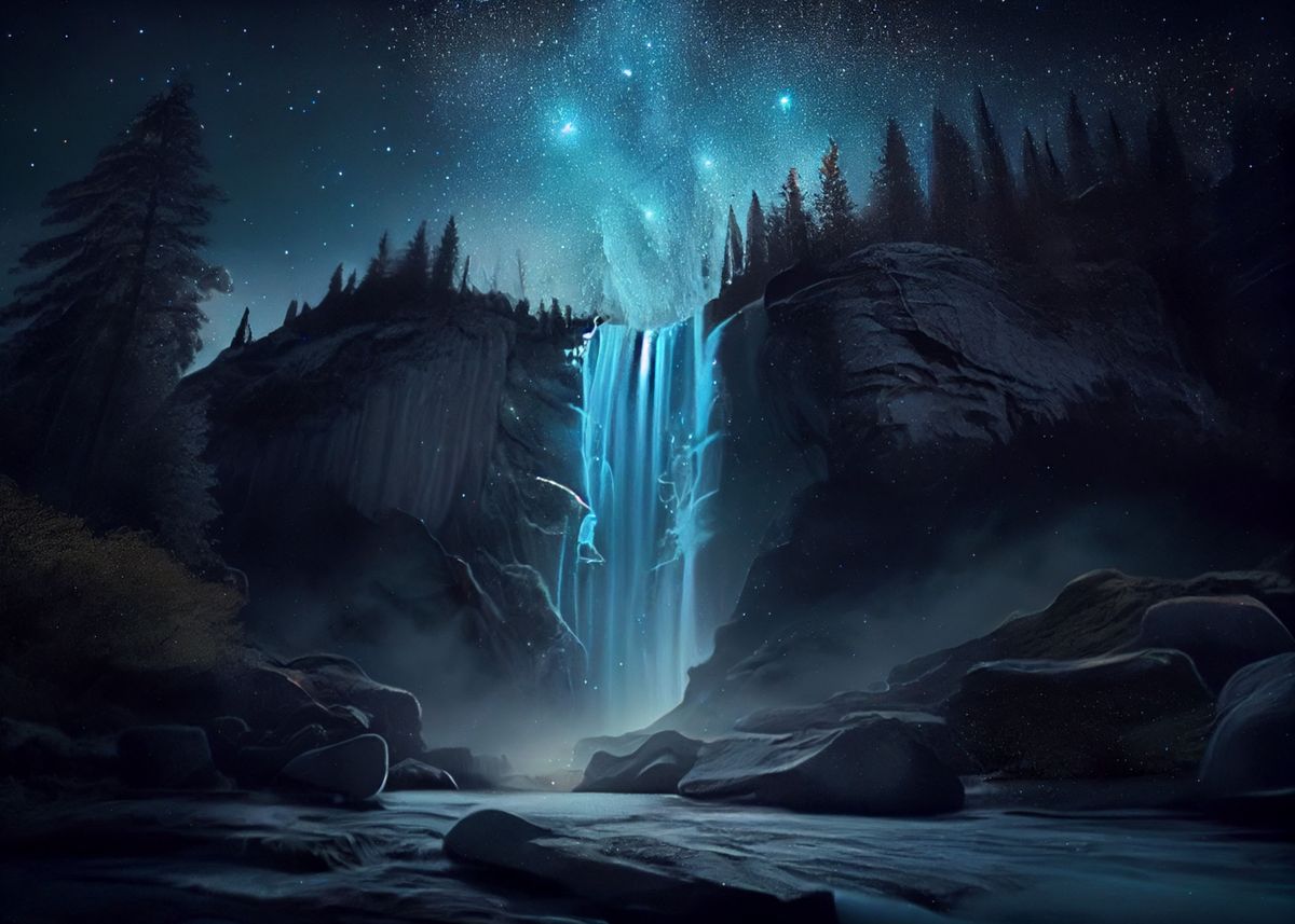 'Magical waterfall' Poster by Below Horizon | Displate