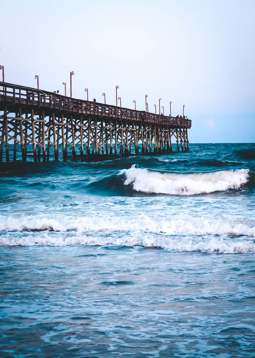 'Waves by the pier' Poster, picture, metal print, paint by Michael ...