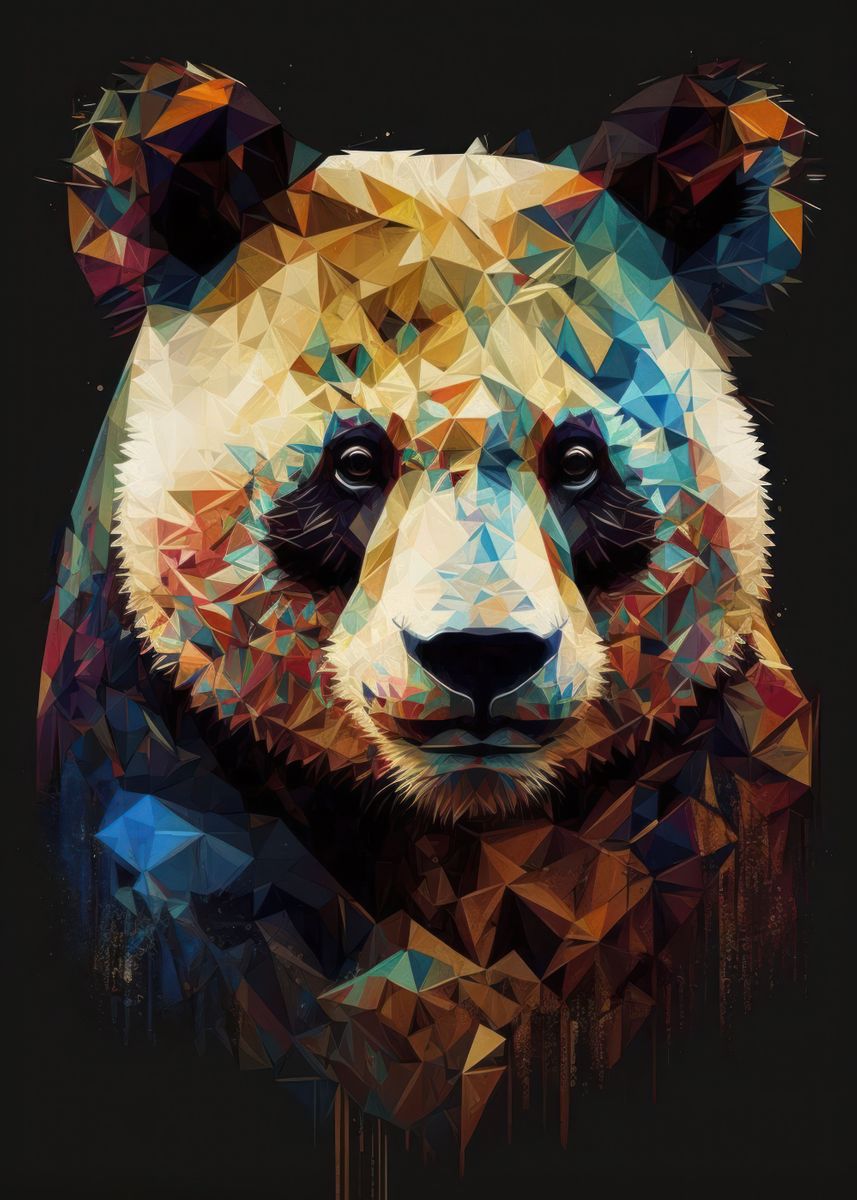 'Abstract Geometric Panda' Poster, picture, metal print, paint by Usama ...