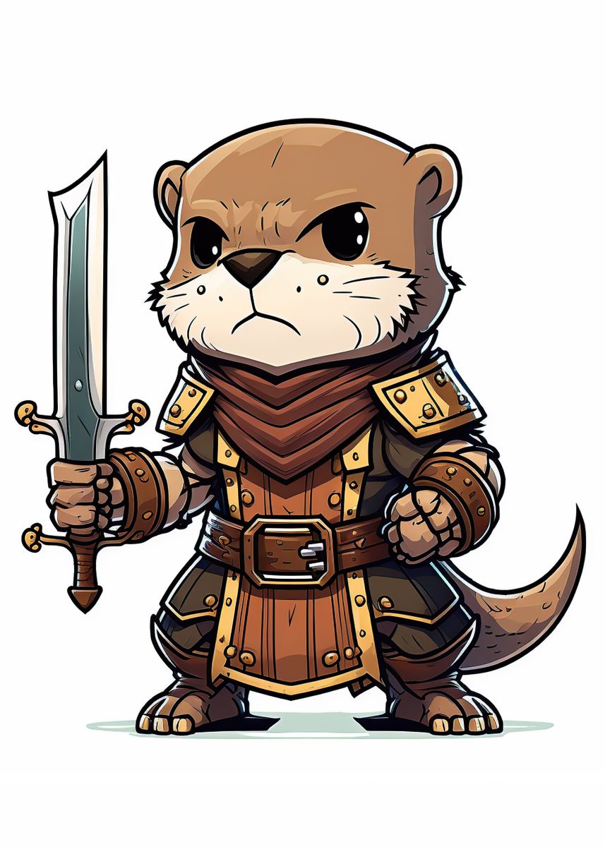 'Otter Warrior Chibi' Poster, picture, metal print, paint by Elly ...