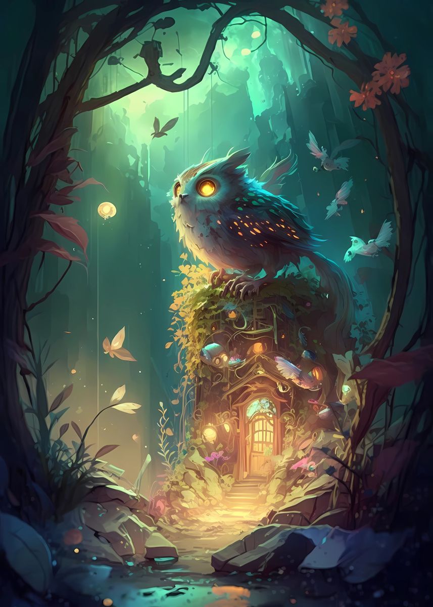 'Owl Fairy tale' Poster, picture, metal print, paint by Amely Home ...