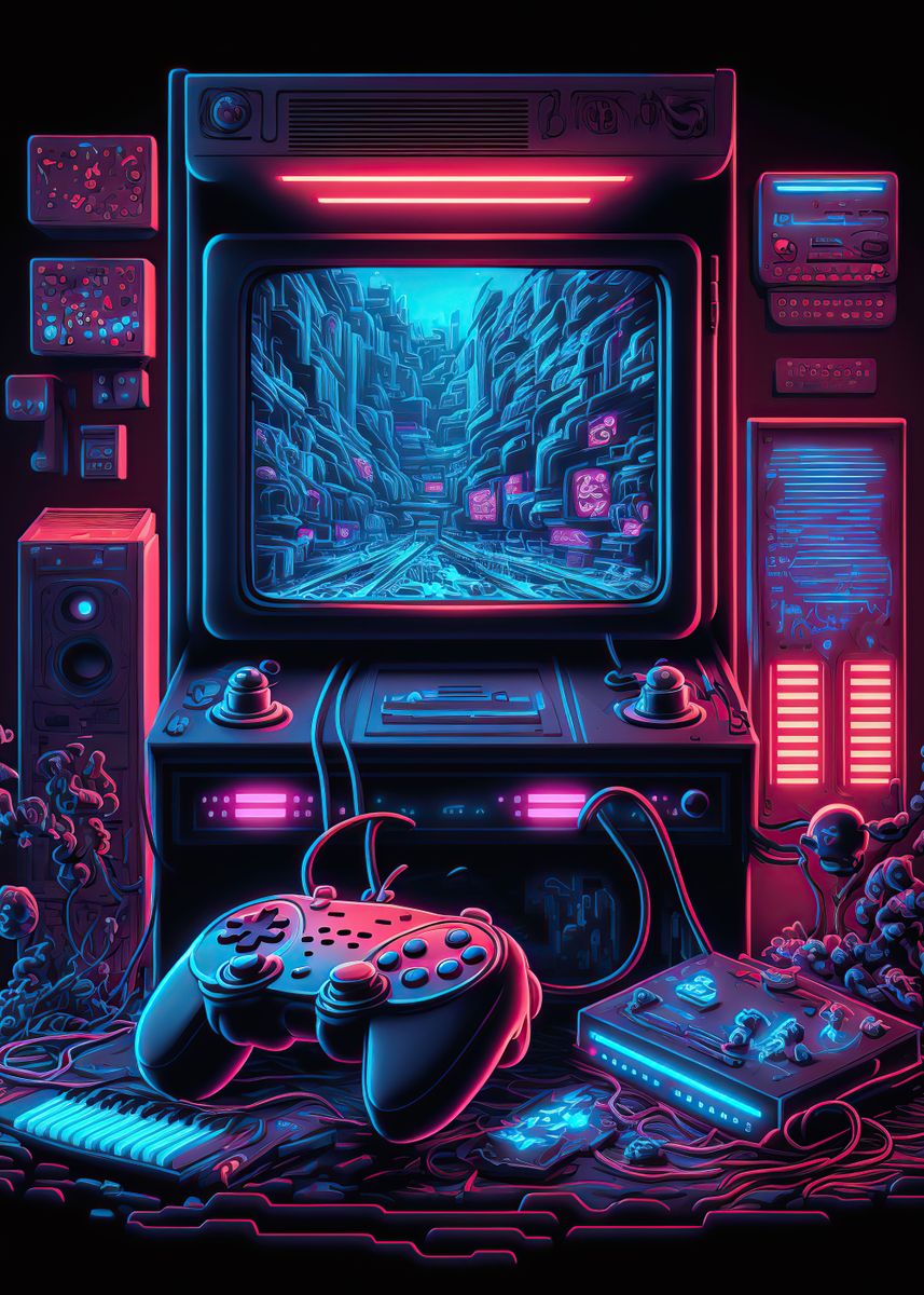 'Neon game ' Poster, picture, metal print, paint by Anime Poster | Displate