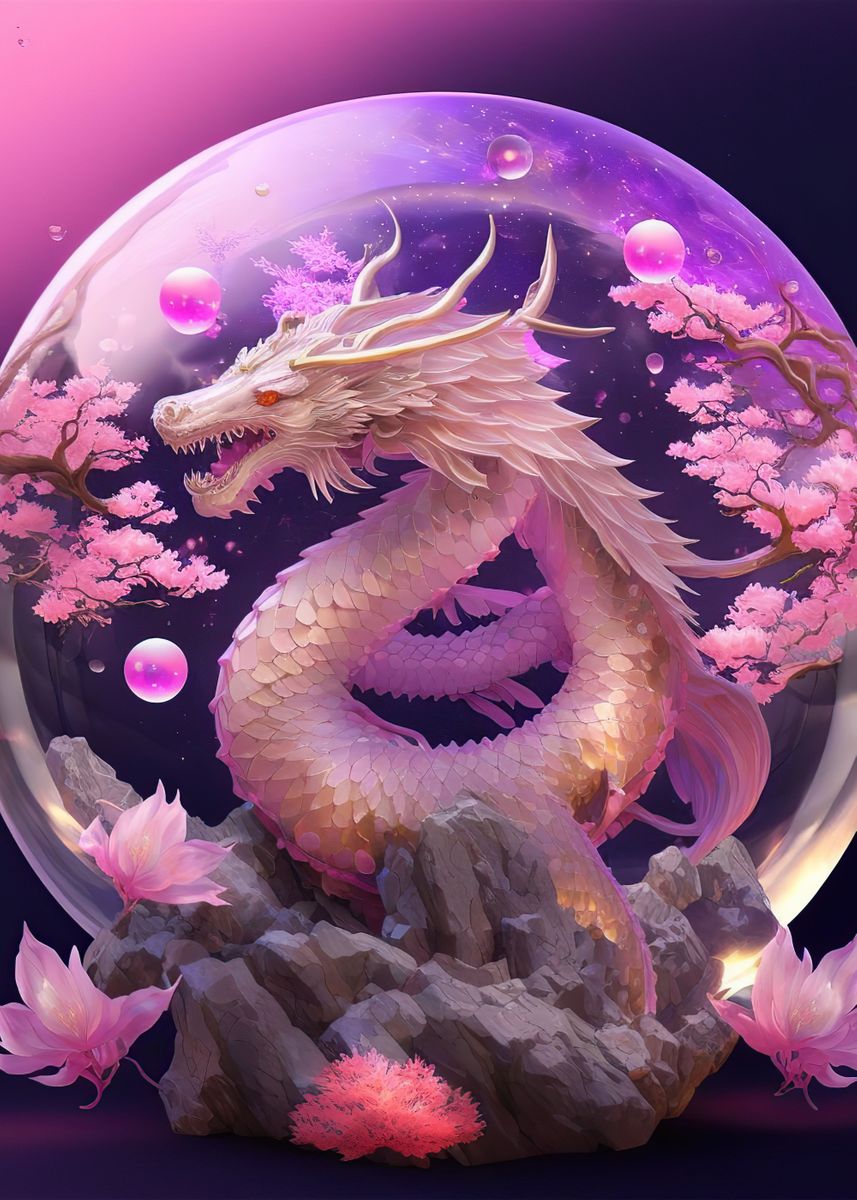 'crystal chinese dragon' Poster, picture, metal print, paint by Coral Blackwell | Displate