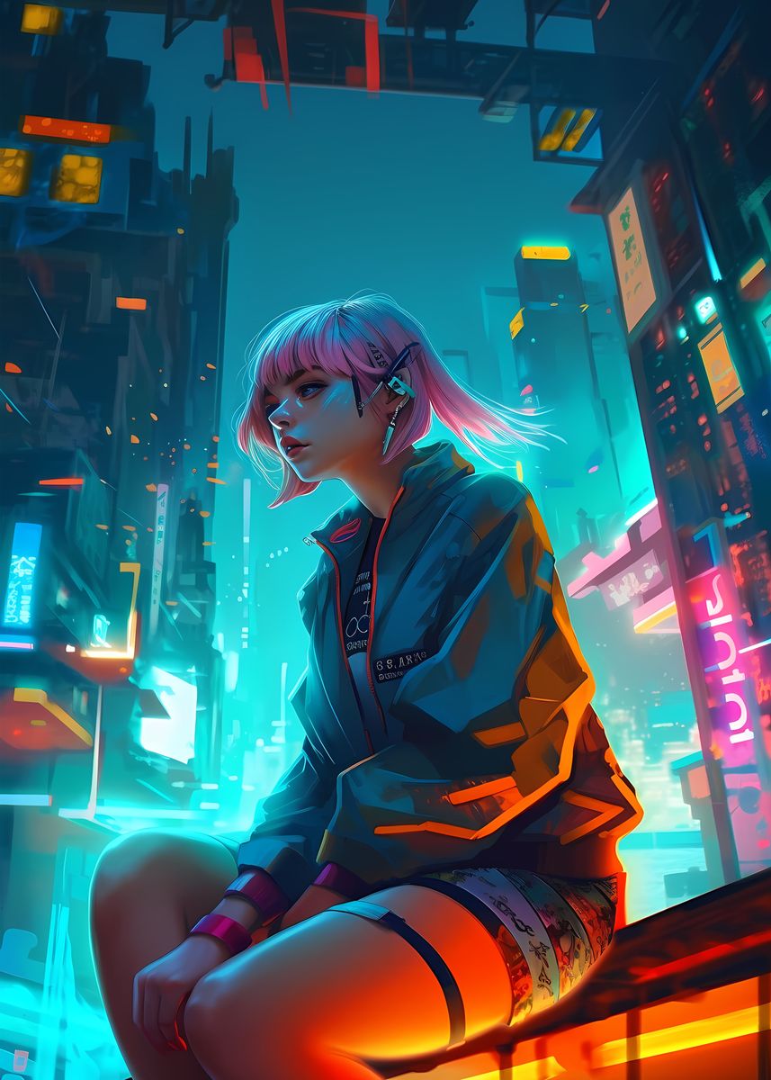 'Cyberpunk Steampunk Neon' Poster, picture, metal print, paint by Jay ...