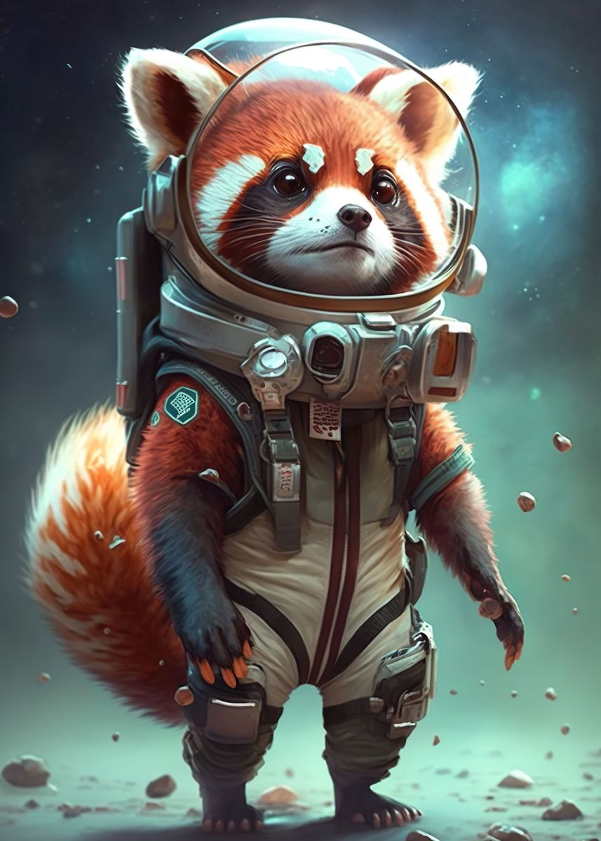 'Astronaut Space Red Panda' Poster, picture, metal print, paint by ...