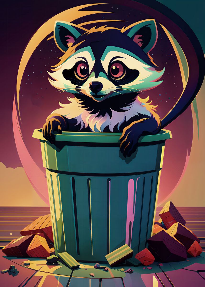 'Trash Panda' Poster, picture, metal print, paint by Machine Delusions ...