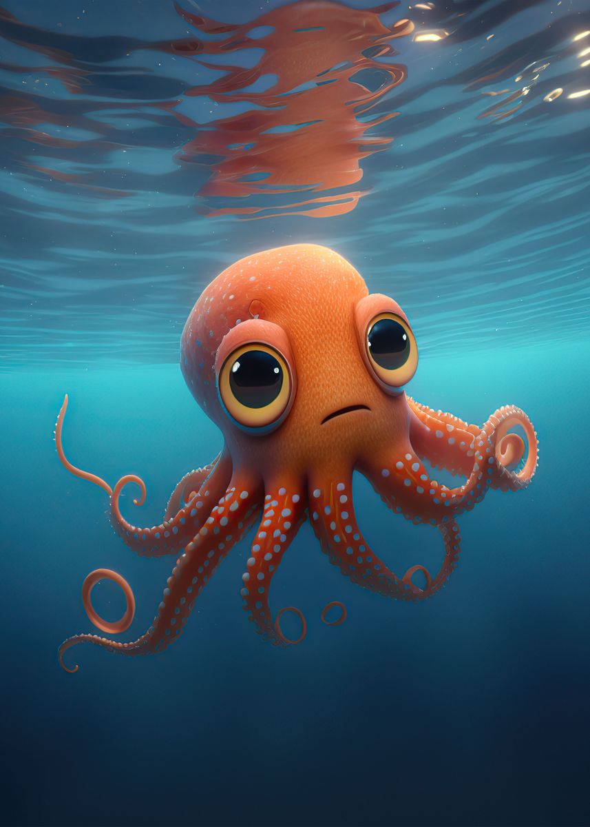 'Cute space squid' Poster, picture, metal print, paint by NeoRowe ...