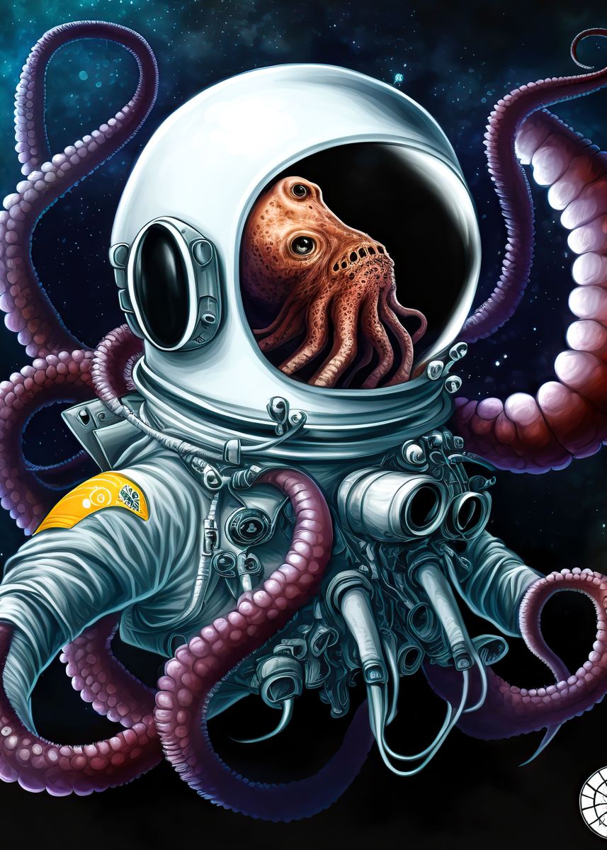 'Space Squids ' Poster, picture, metal print, paint by lauren akaety ...