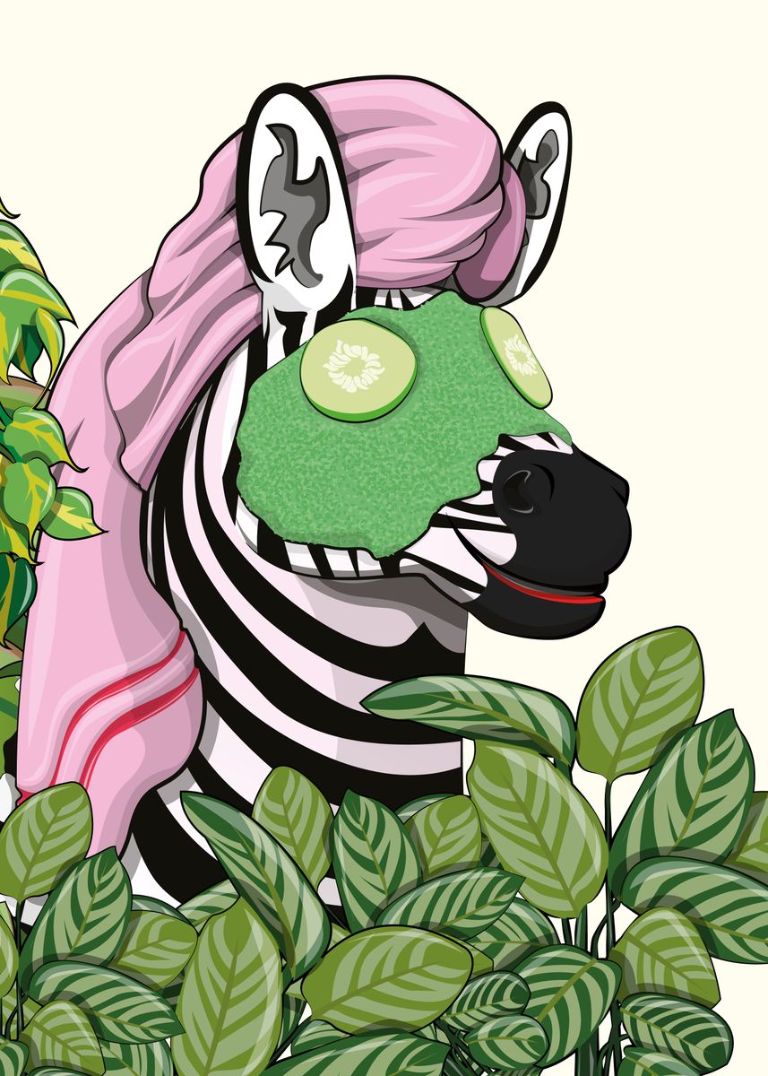 'Zebra relaxing face mask' Poster, picture, metal print, paint by ...