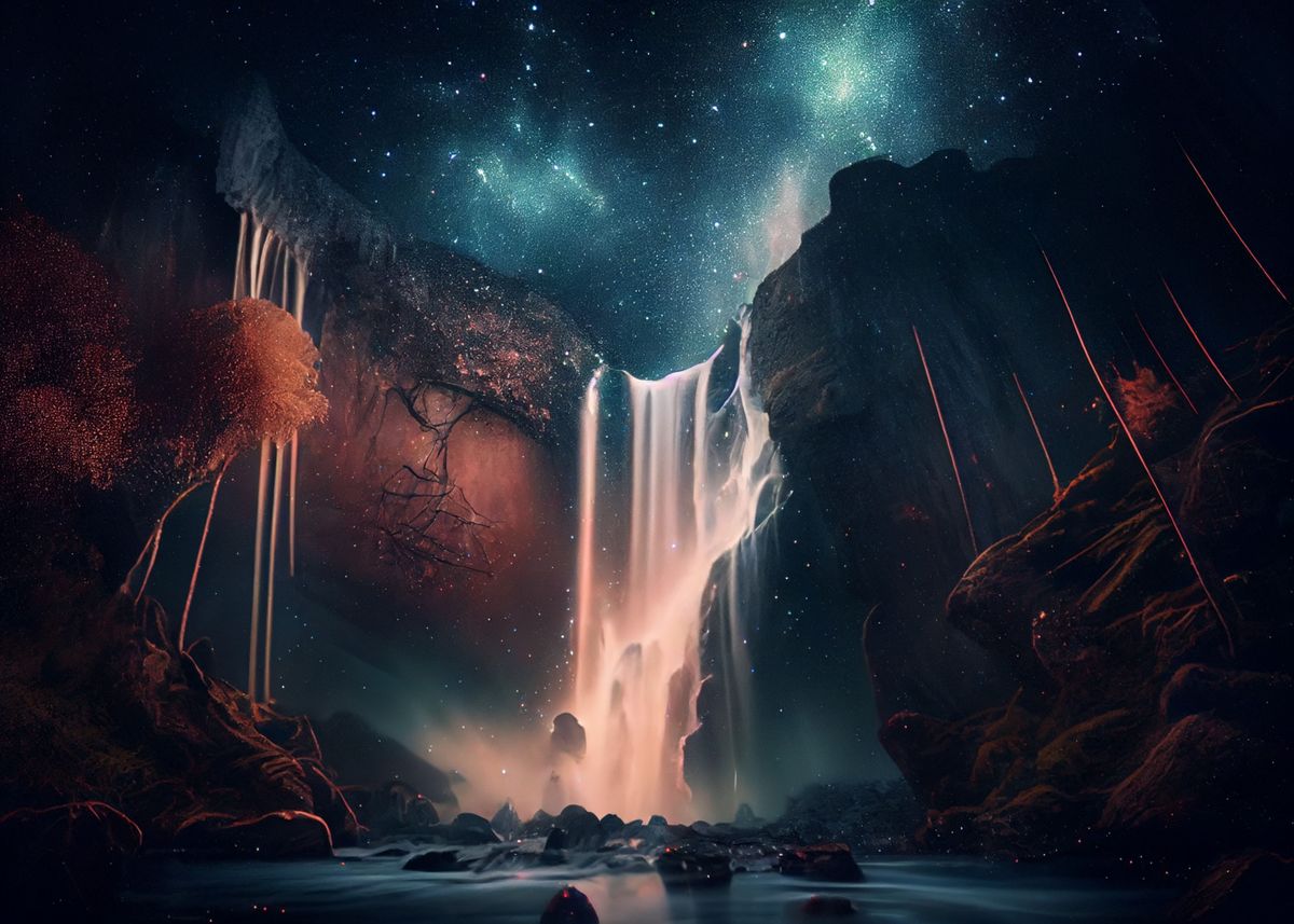 'Magical waterfall' Poster by Below Horizon | Displate