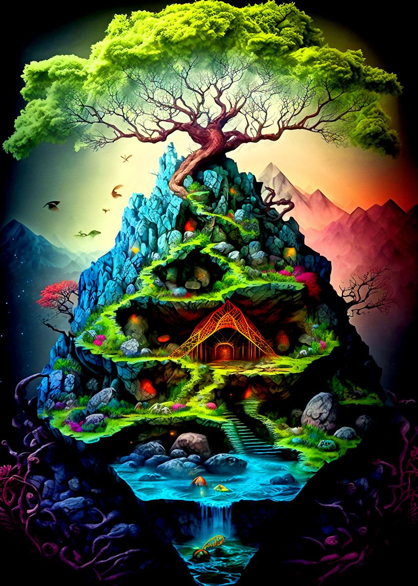 'Fantasy Landscape' Poster, picture, metal print, paint by Yeager Rinne ...