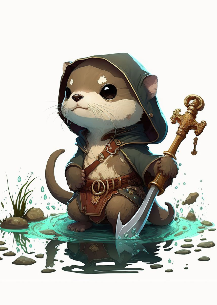 'Otter Warrior Chibi' Poster by Elly Rodgers | Displate