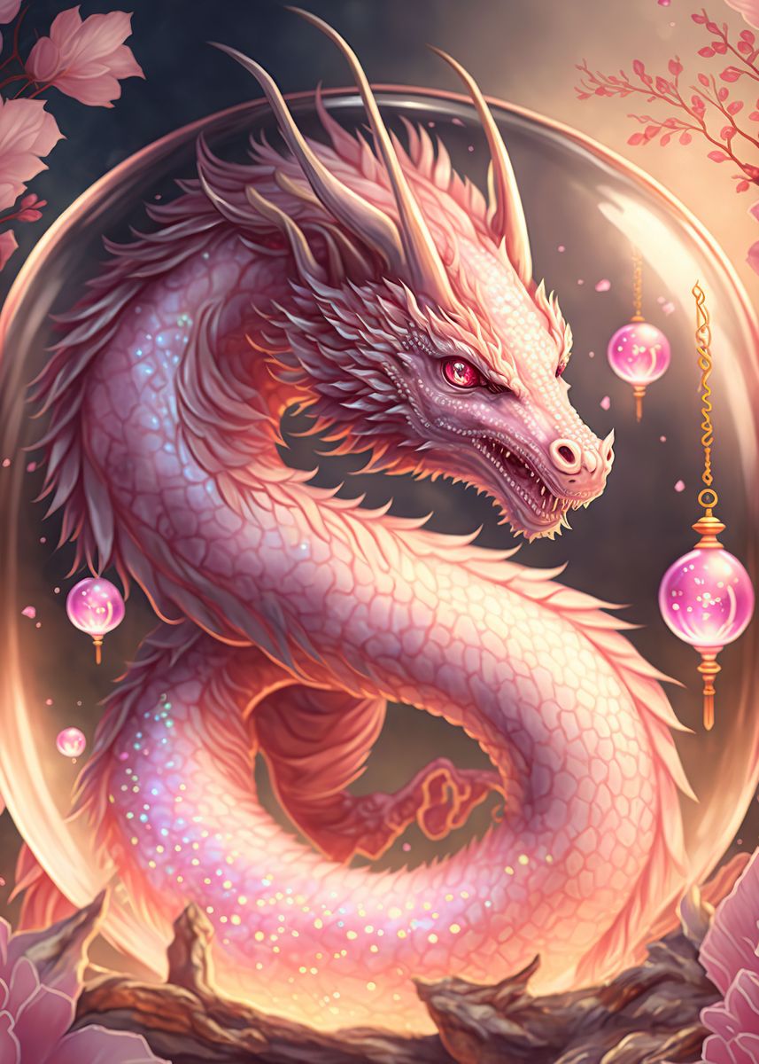 'cherry blossom dragon' Poster, picture, metal print, paint by Coral ...