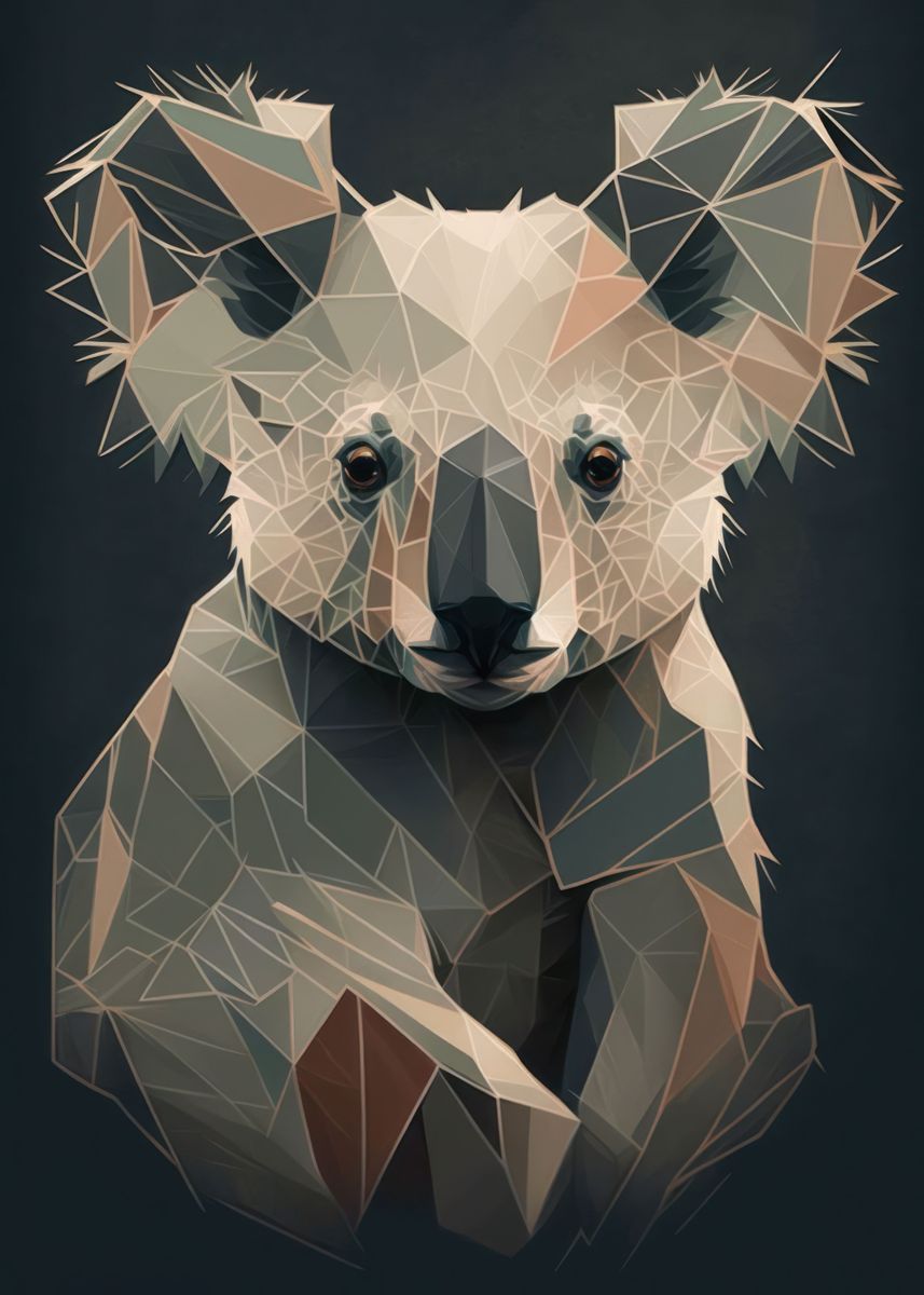 'Abstract Geometric Koala' Poster, picture, metal print, paint by Usama ...